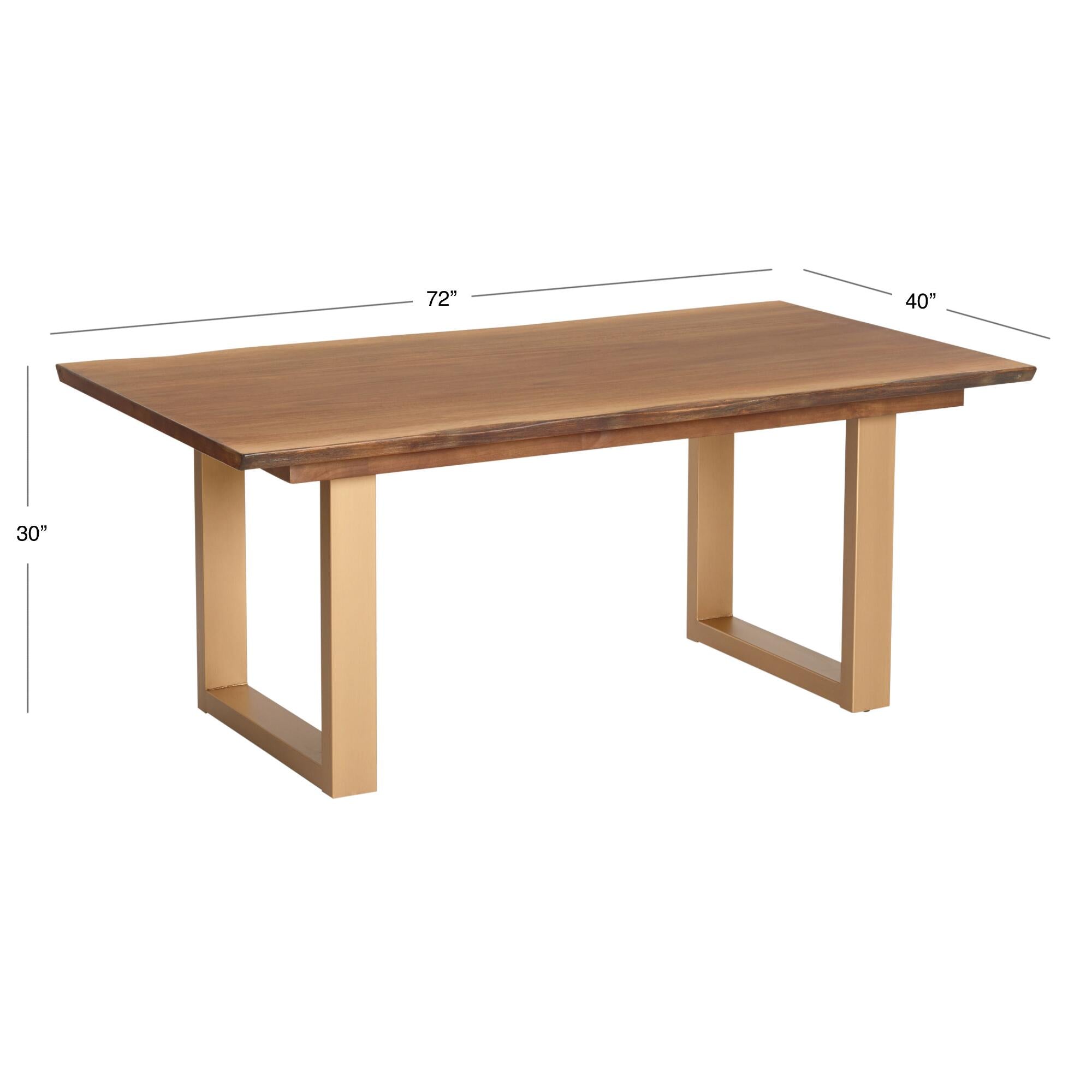 Live Edge Wood And Gold Metal Sloan Dining Table K. Price Collection