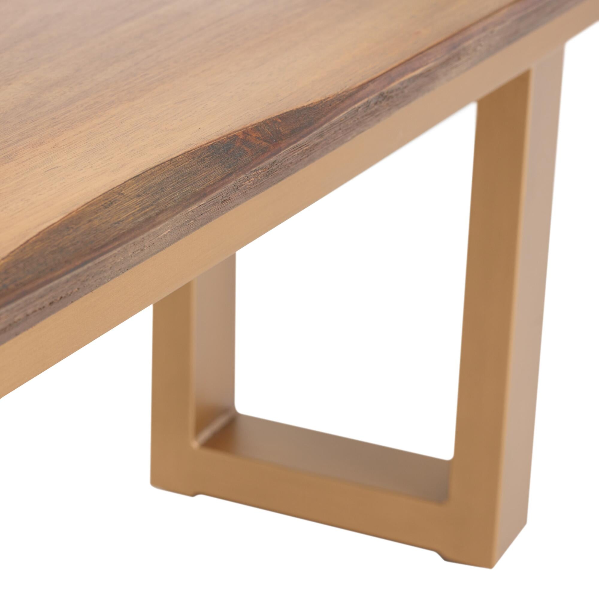 Live Edge Wood And Gold Metal Sloan Dining Bench K. Price Collection